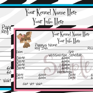Digital Set of Boy and Girl Zebra Yorkie ,customizable Vaccination ...