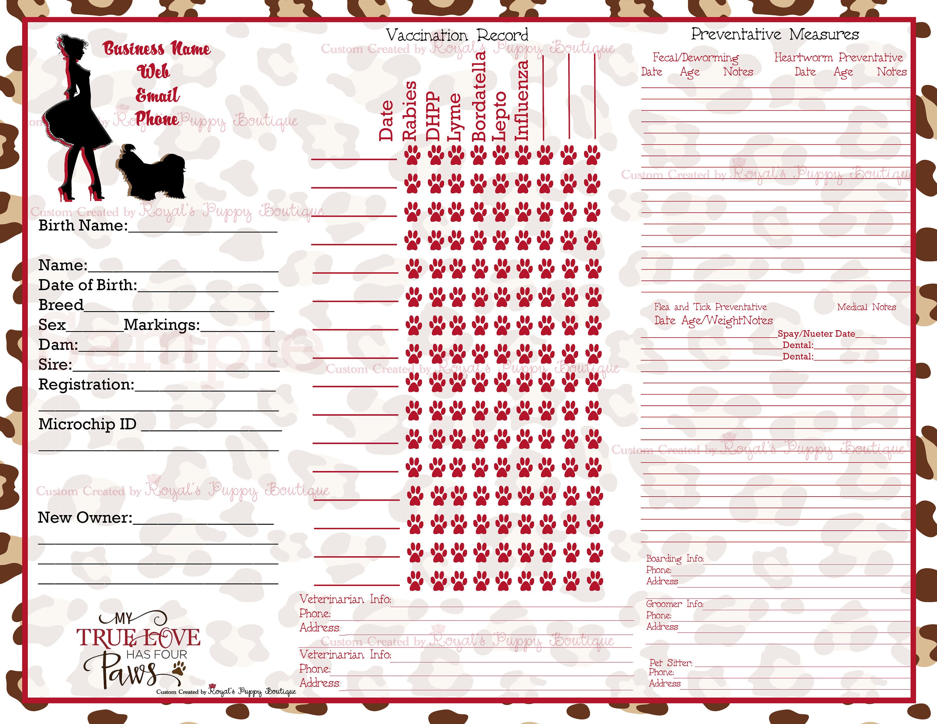 Digital Choose Your Own Breed Customizable Vaccination Cards for Dog ...