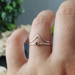 Stack Ring Set, Gemstone Stacking Ring, Chevron Ring Set, Silver ...