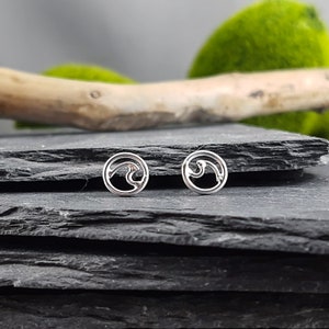 Tiny Surf Studs, Tsunami Jewelry, Wave Earrings, Silver Diving Jewelry ...