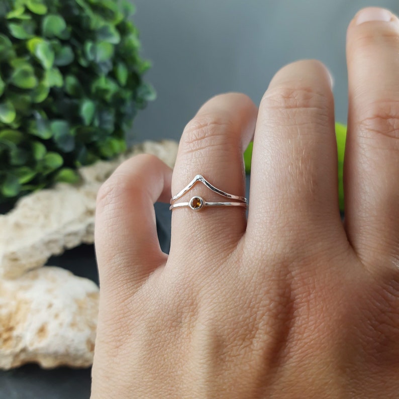 Stack Ring Set Gemstone Stacking Ring Chevron Ring Set | Etsy