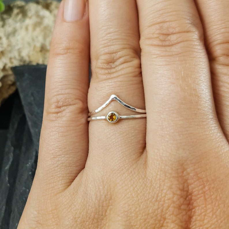 Stack Ring Set Gemstone Stacking Ring Chevron Ring Set | Etsy