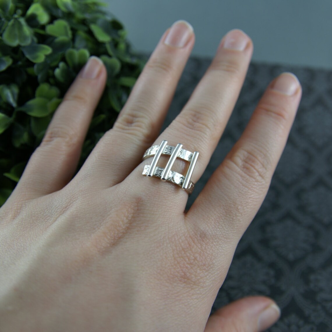 Sterling Silver Hashtag Ring - Etsy