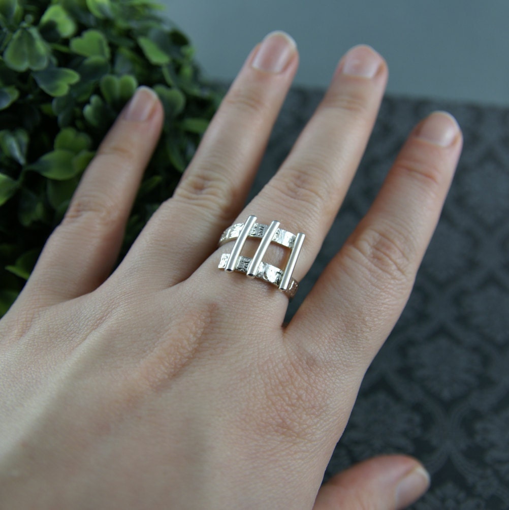 Sterling Silver Hashtag Ring - Etsy