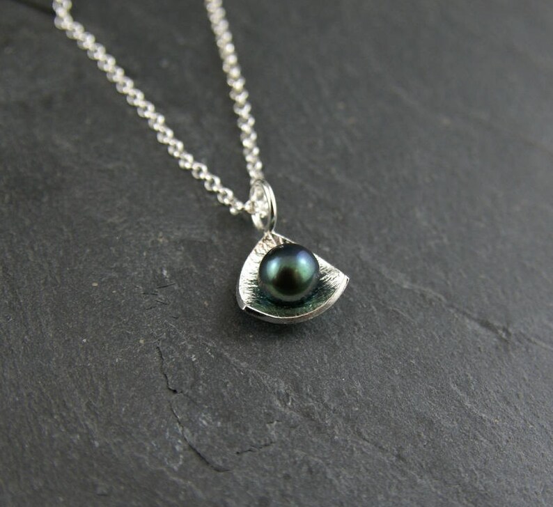 Small Triangle Pendant Made of Sterling Silver and Freshwater Pearl - Etsy