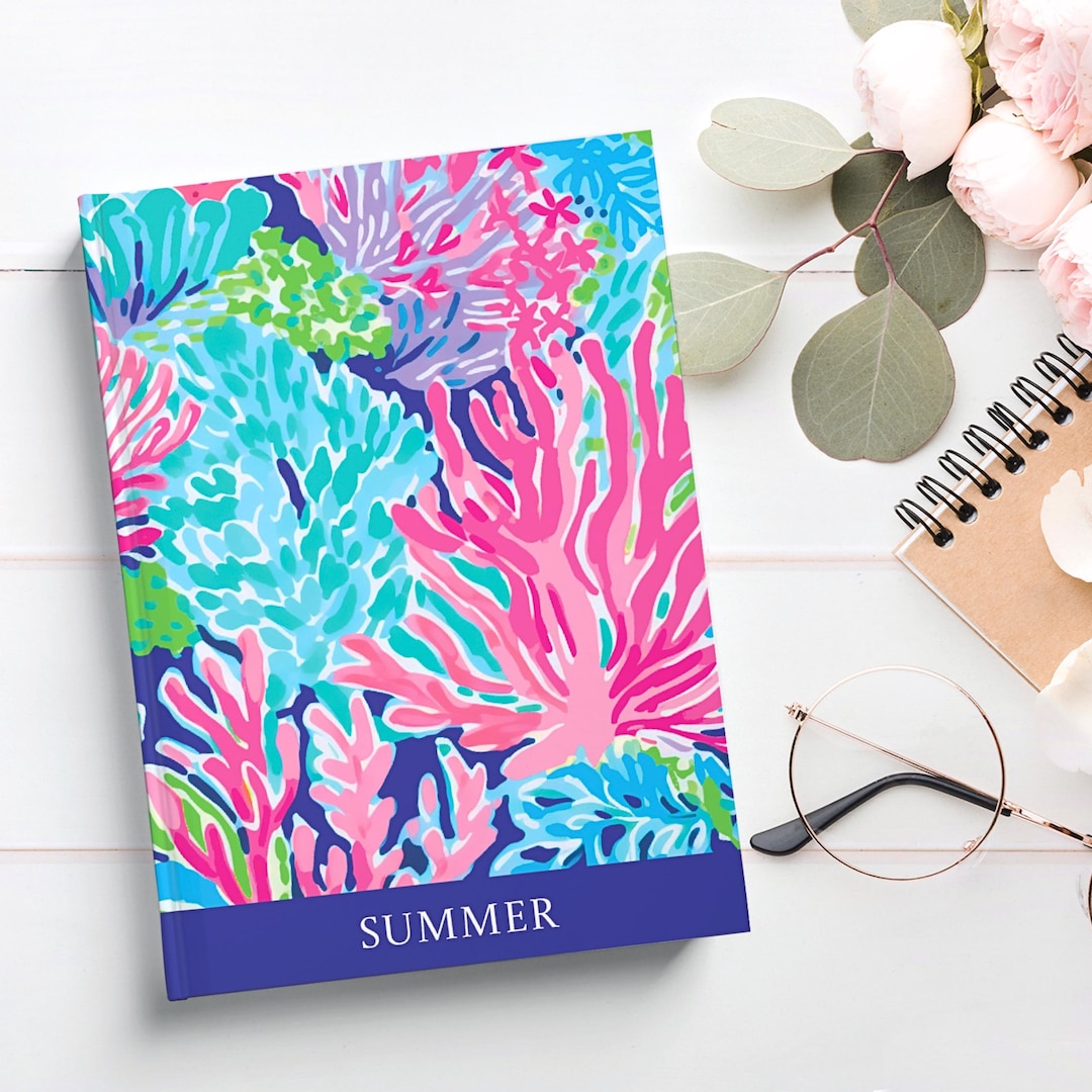 Blue Preppy Coral Journal, Personalized Planner, Watercolor Coral ...