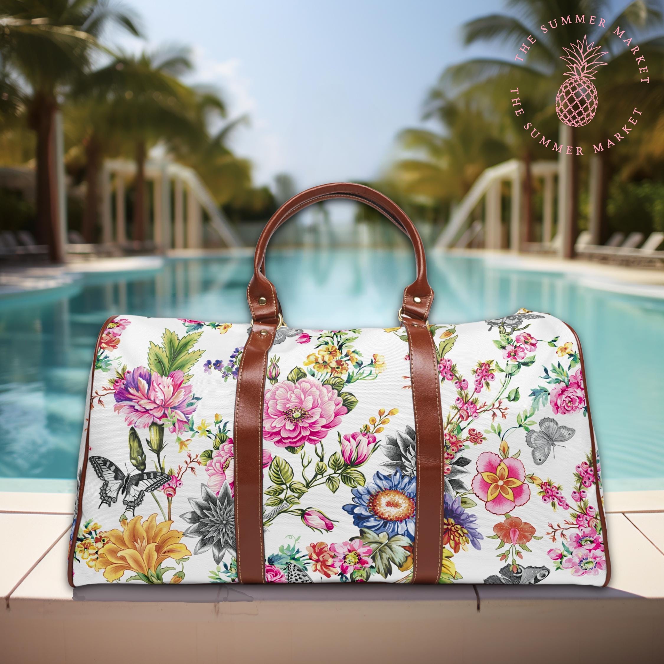 White Cottage Garden Travel Bag, Spring Botanical Weekender Bag ...