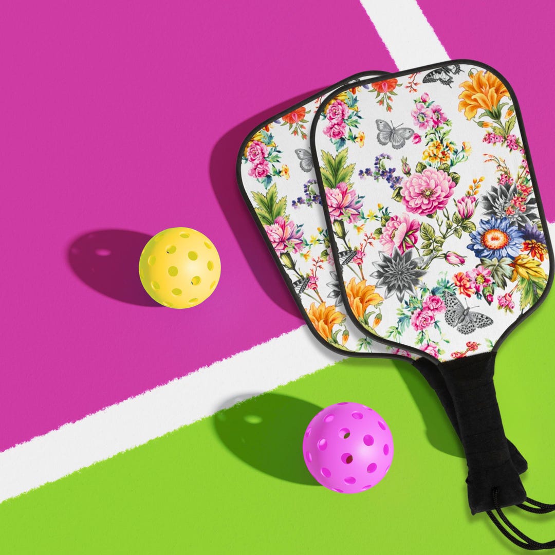 White Cottage Garden Pickleball Kit, Spring Botanical Pickleball ...