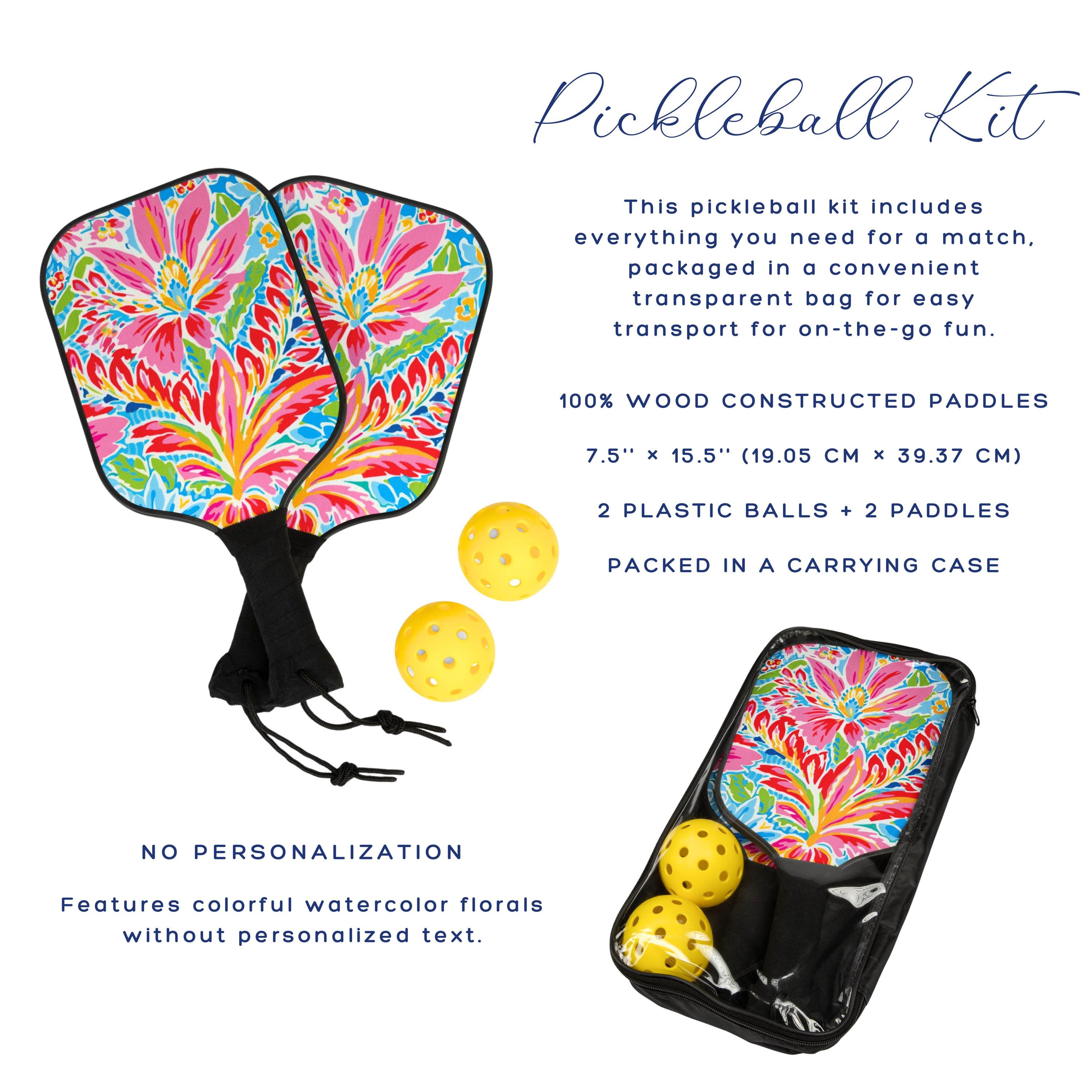 Blue Preppy Floral Pickleball Kit, Personalized Pickleball Paddles ...