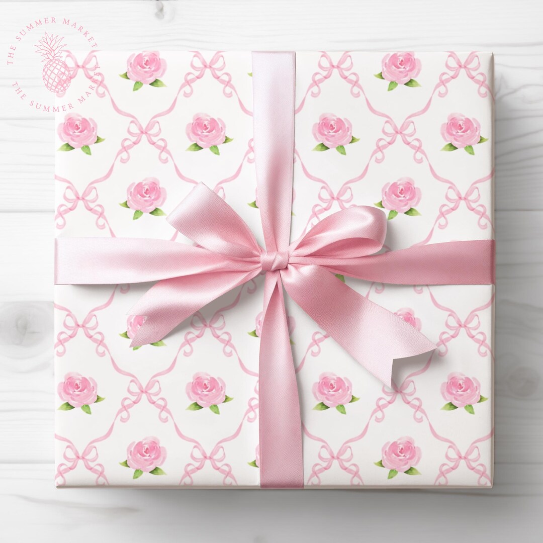 Cottage Roses Gift Wrap, Watercolor Roses Wrapping Paper, Coquette Home ...