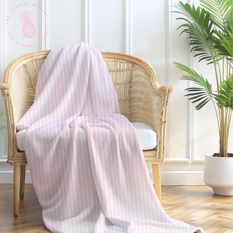 Pink French Country Plush Blanket, Grandmillennial Home Decor, Pink and ...