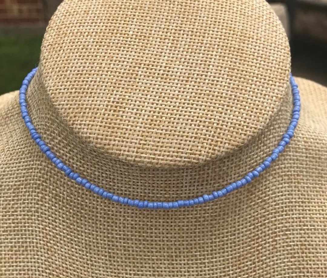 Periwinkle Blue Beaded Choker Danity Choker Trendy Jewelry - Etsy