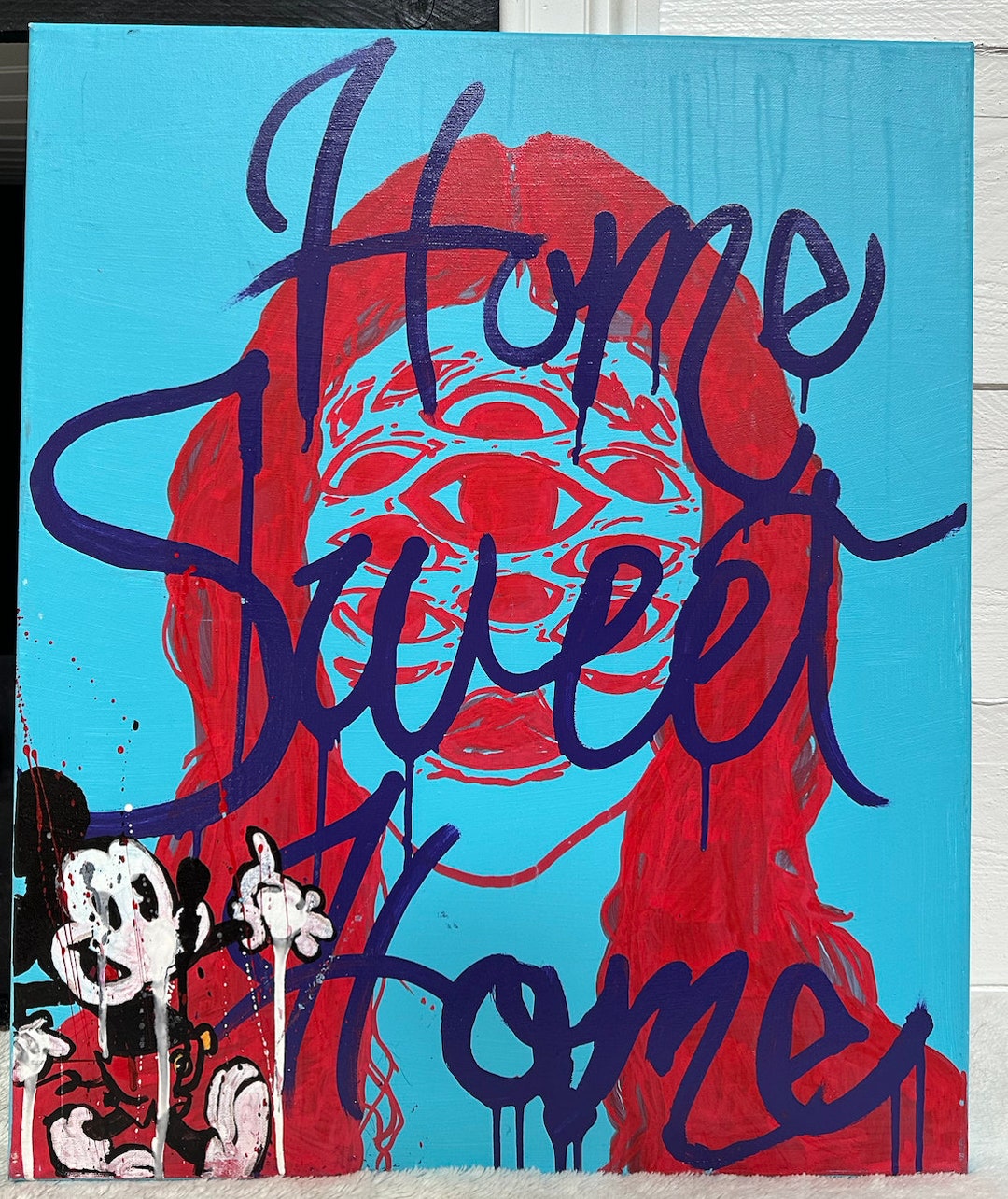 Strange Alien Mickey Home Sweet Home Retro Pop Art Portrait Wall Art ...