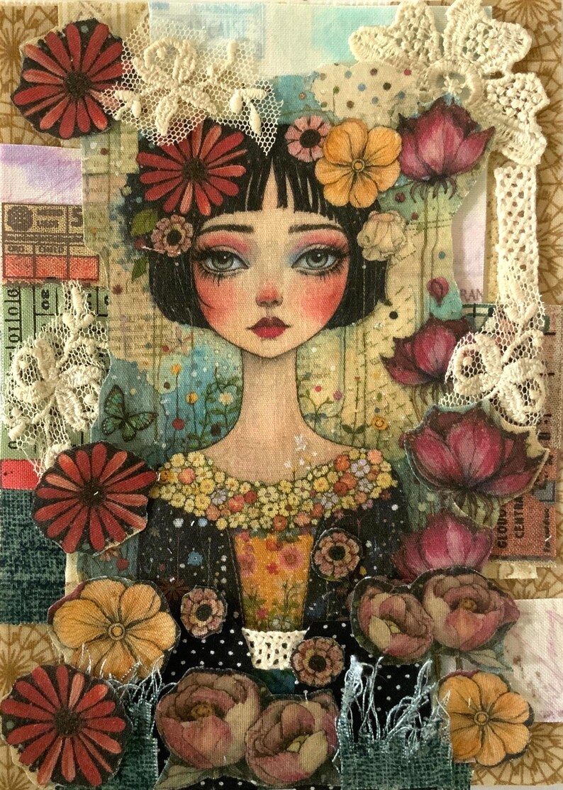 Claudette ,slow Stitch,fabric,collage,junk Journal,applique,patch,kit ...