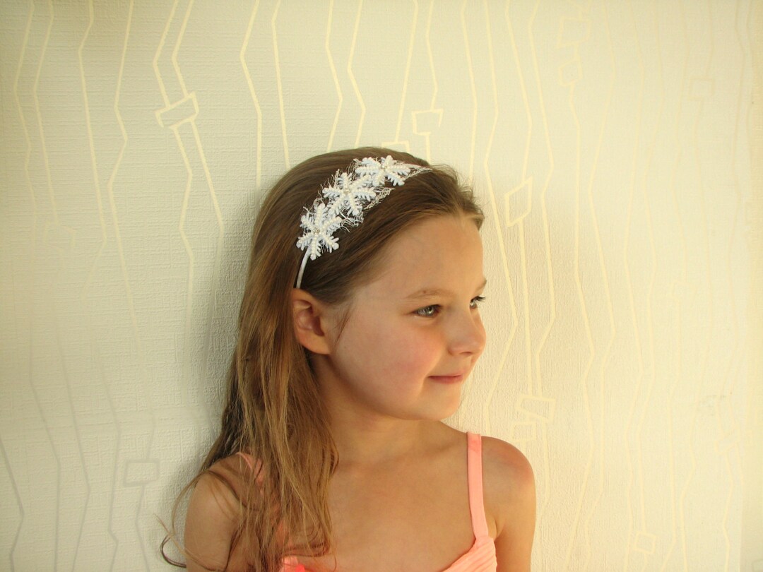 Snowflake Headband White Girl Hair Accessory Winter Weddings Christmas ...