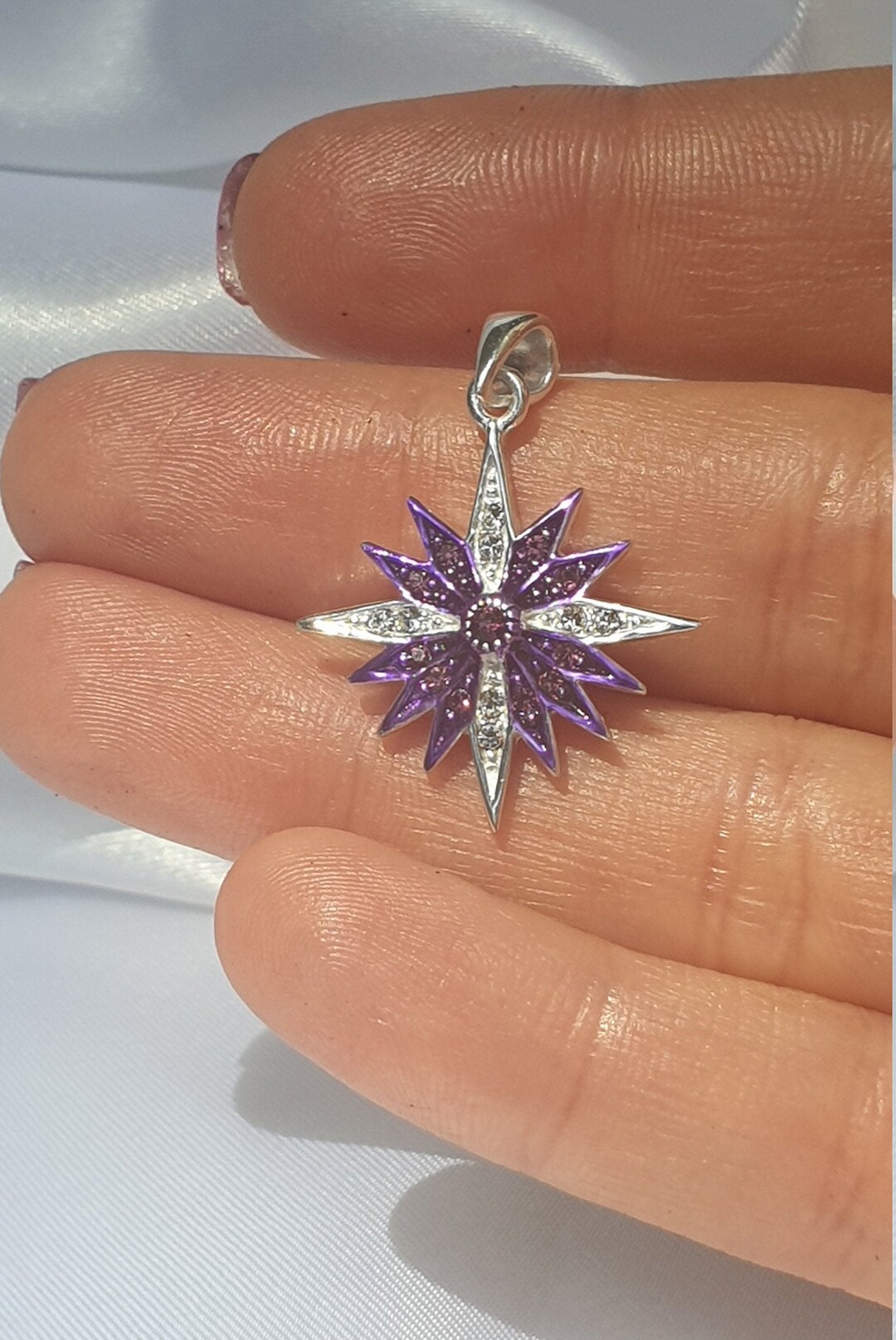 Bethlehem Star Pendant Silver 925 With Purple Enamel and Zircons - Etsy