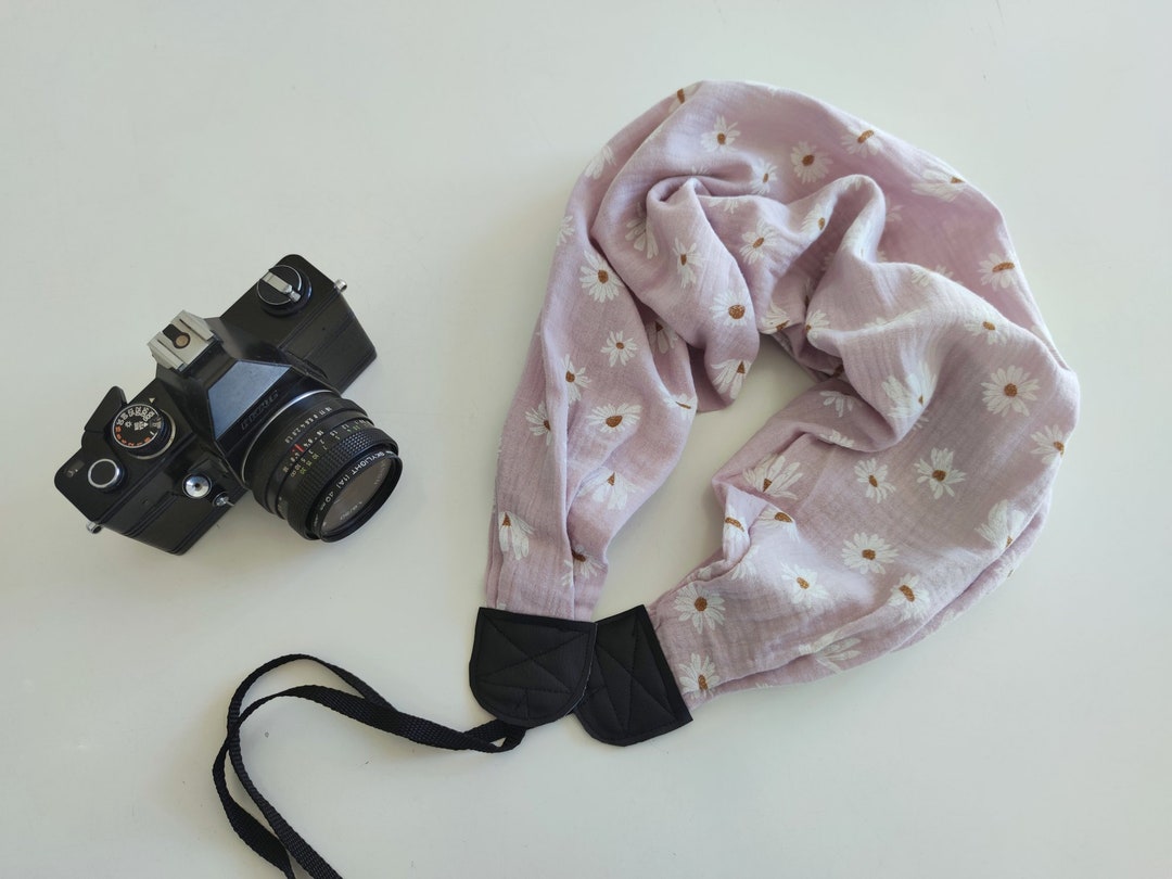 Scarf Camera Strap Cotton Fabric Camera Strap Pink Camera Strap Flowers ...