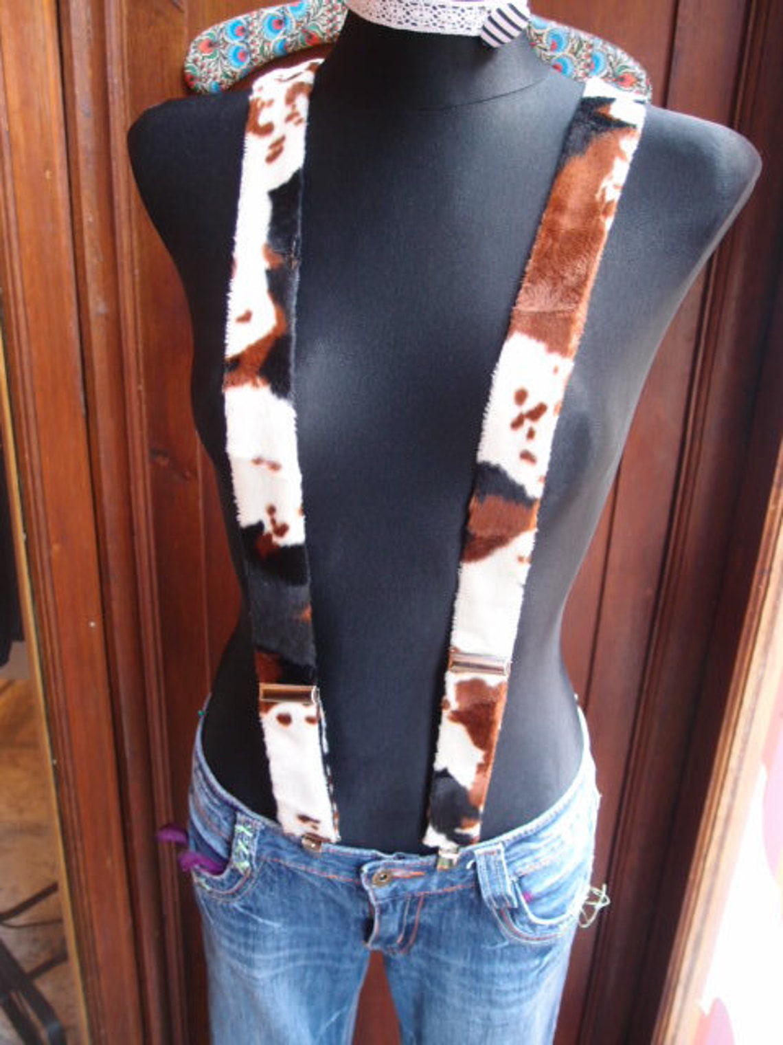 Suspenders for Women With Cow Pattern Unique Fabric Braces - Etsy