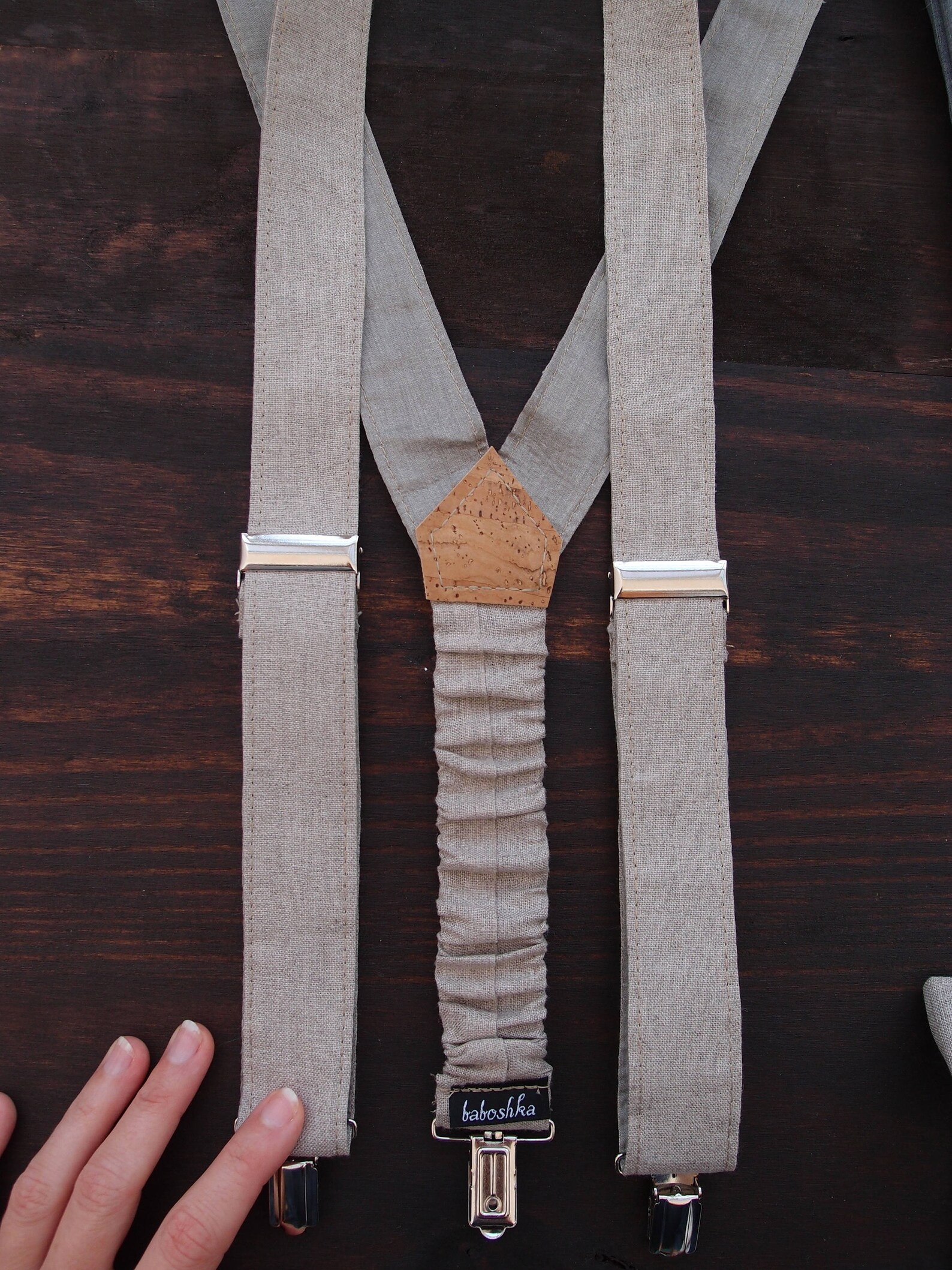 Wedding Suspenders Set Linen Suspenders and Bow Tie Natural - Etsy