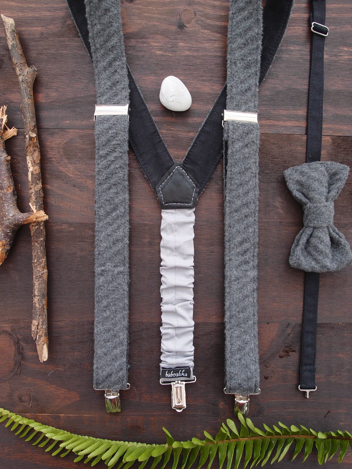 Grey Bow Tie and Suspenders Adult Suspenders Set Birthday - Etsy