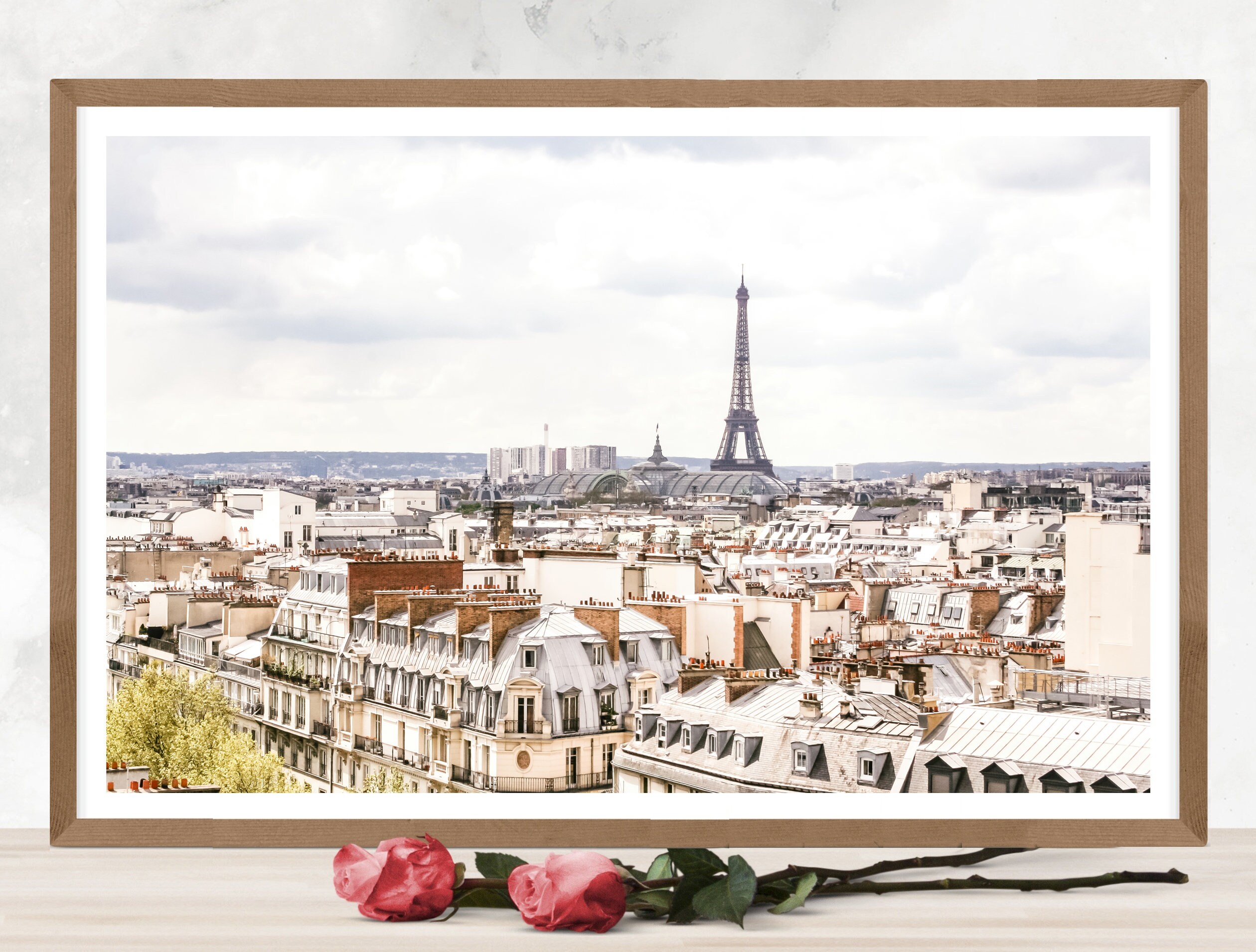 Paris Photography Print Rooftop City Panoramic View the Eiffel Tower ...