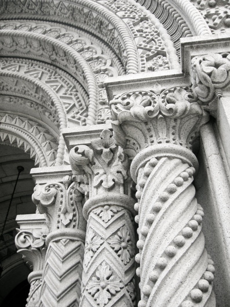 Church Columns, Black and White, Digital, Printable Fine Art ...