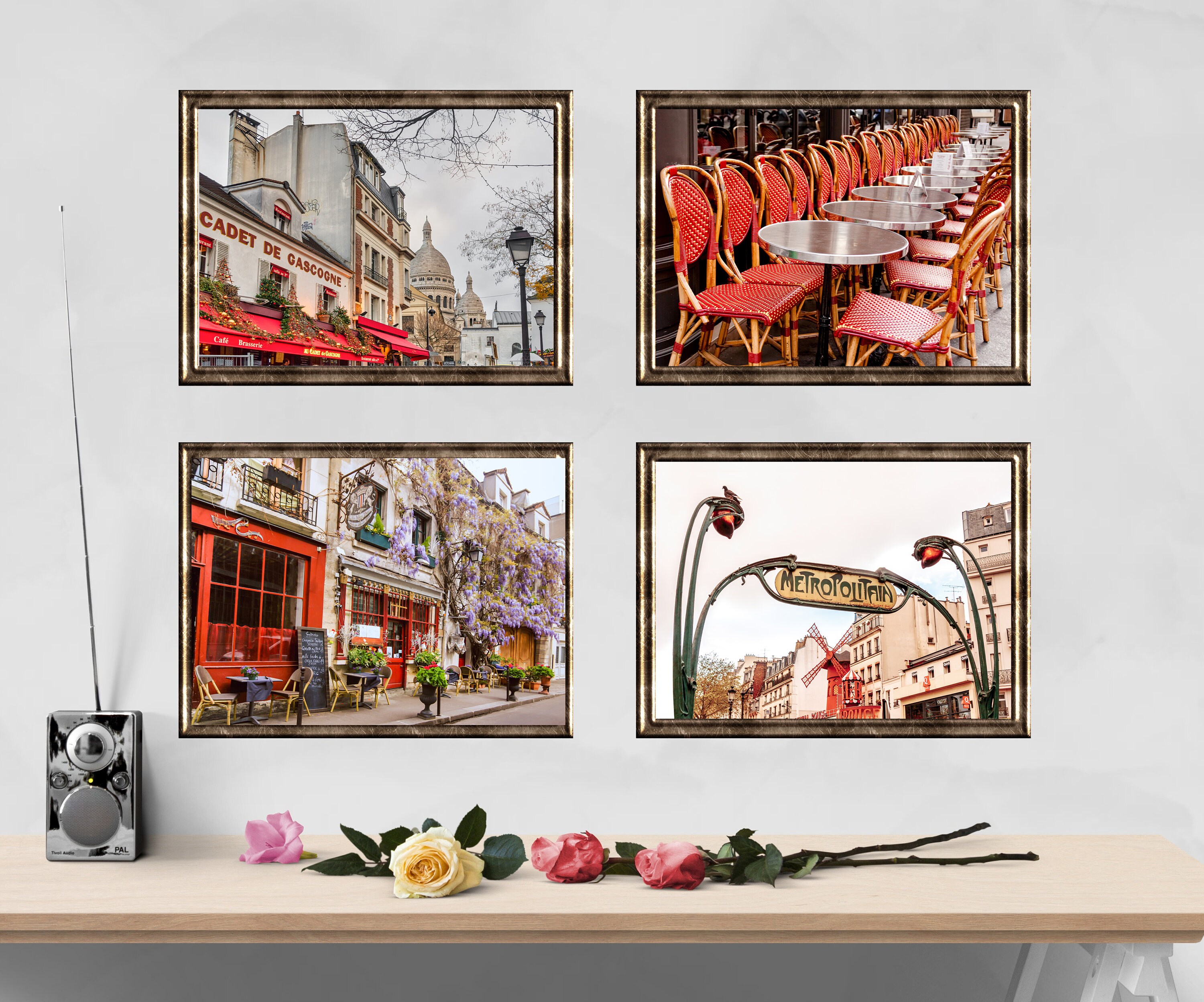 Paris Print Set, Paris Decor, Printable Wall Art, Paris in Red, Travel ...