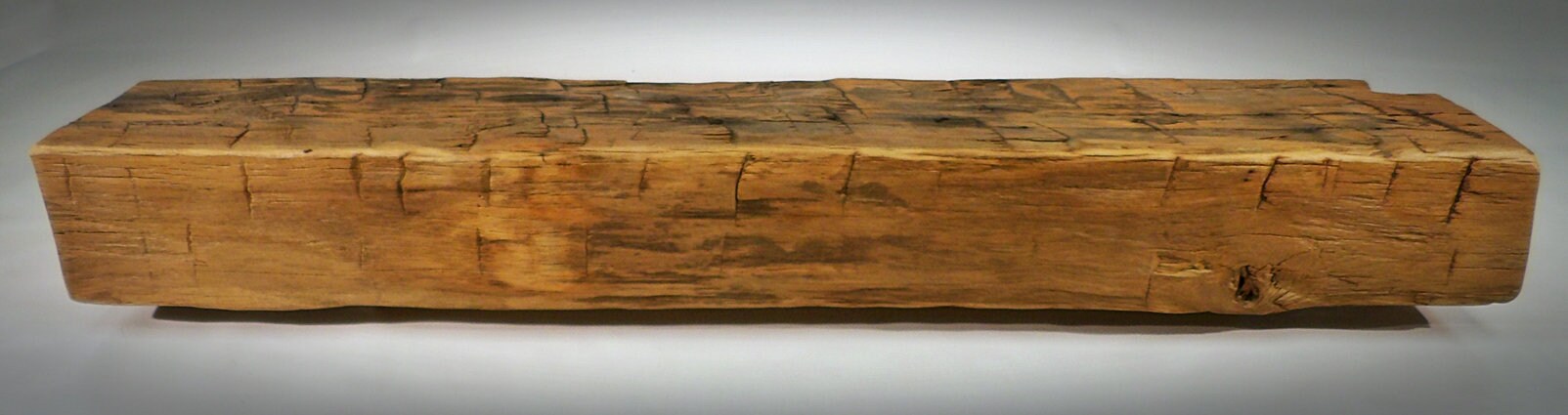 Rustic Hand Hewn Oak Beam Floating Shelf Fireplace Mantel 53 X 8 X 6 1/ ...