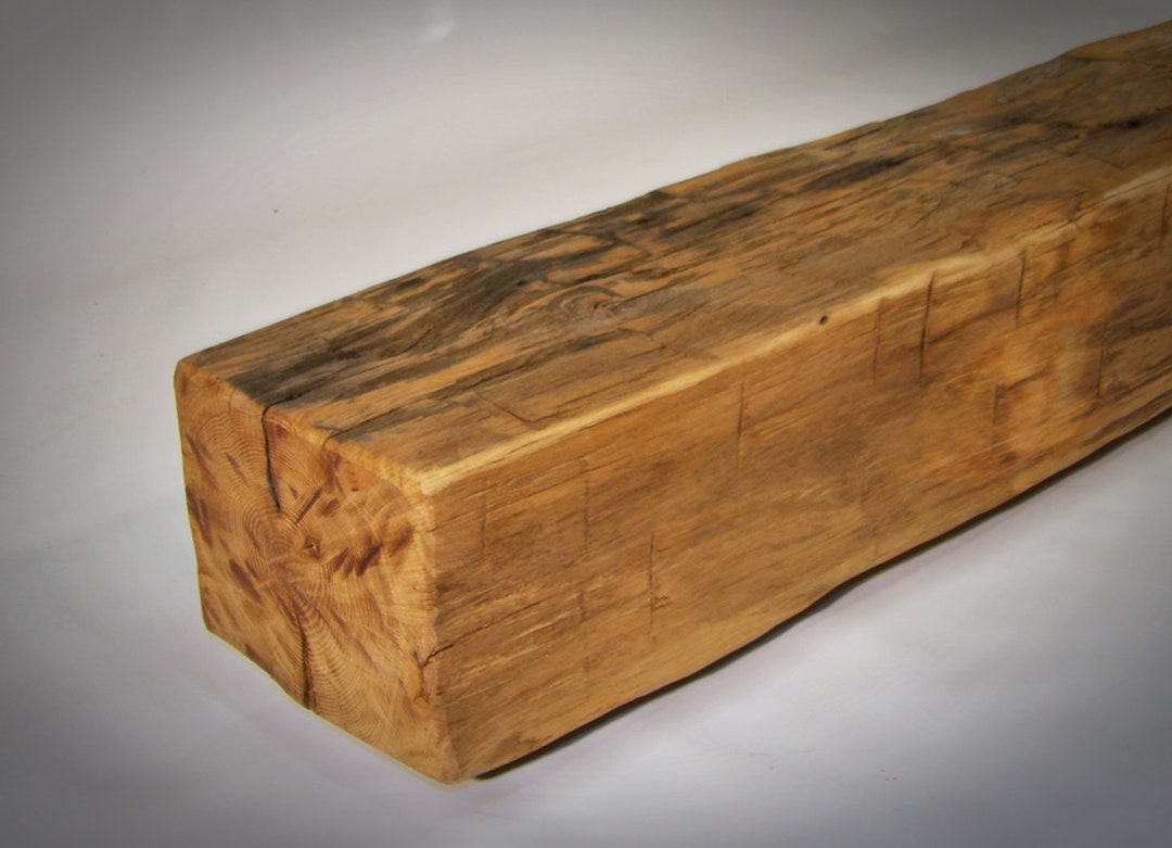 Rustic Hand Hewn Oak Beam Floating Shelf Fireplace Mantel 53 X 8 X 6 1/ ...
