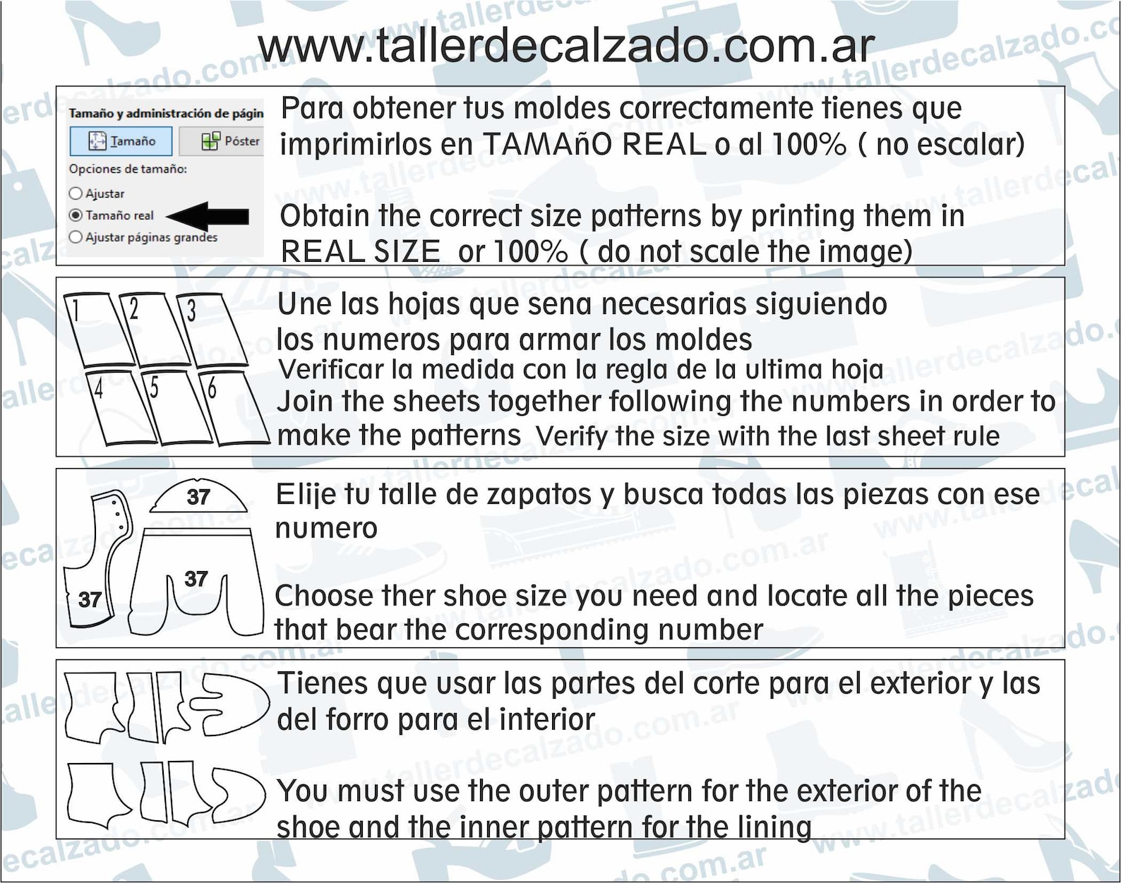 Shoe Pattern LILA 1978 - Digital PDF - Patrones De Calzado -real Size ...