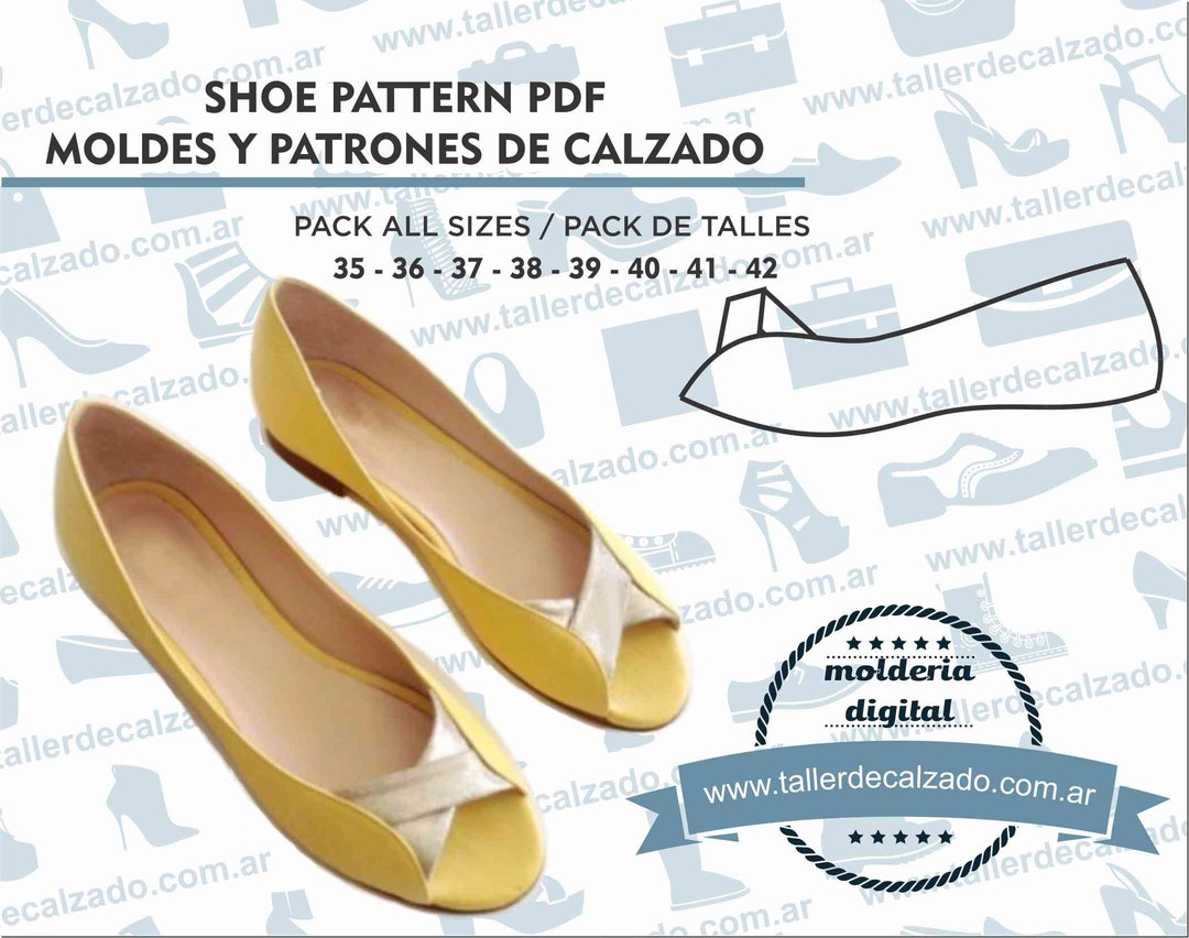 Shoe Pattern CRUZ 1620X - 8 Sizes Included -digital PDF -real Size Shoe ...