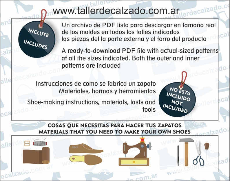 Shoe Pattern LILA 1978 - Digital PDF - Patrones De Calzado -real Size ...