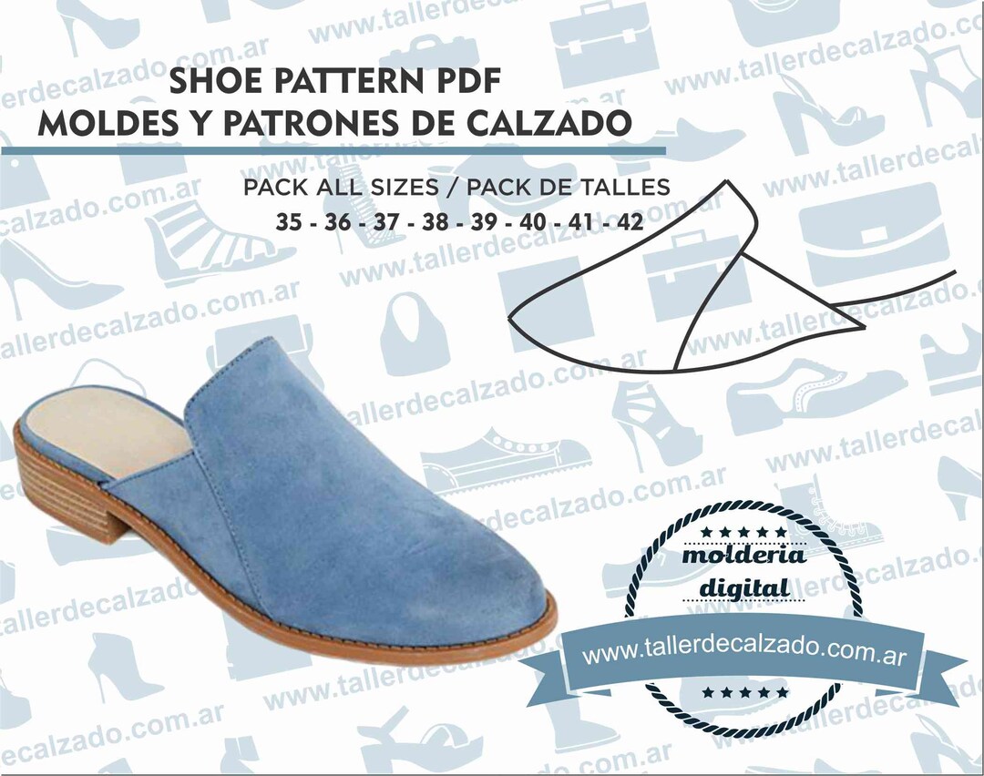 Shoe Pattern JIN 1620X - 8 Sizes Included -digital PDF -real Size Shoe ...