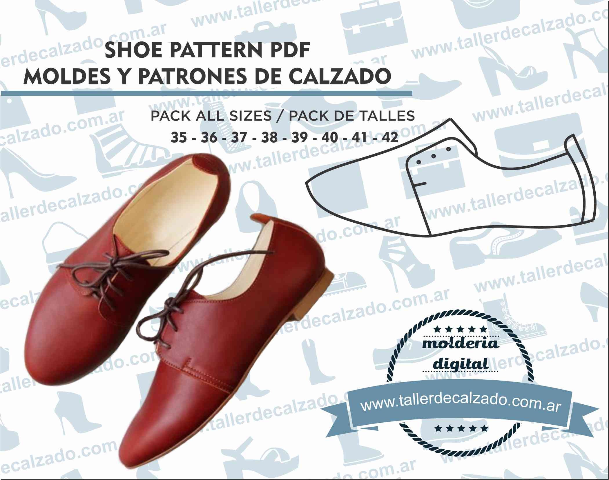Shoe Pattern DIXY 1620X 8 sizes included Digital PDF Real | Etsy
