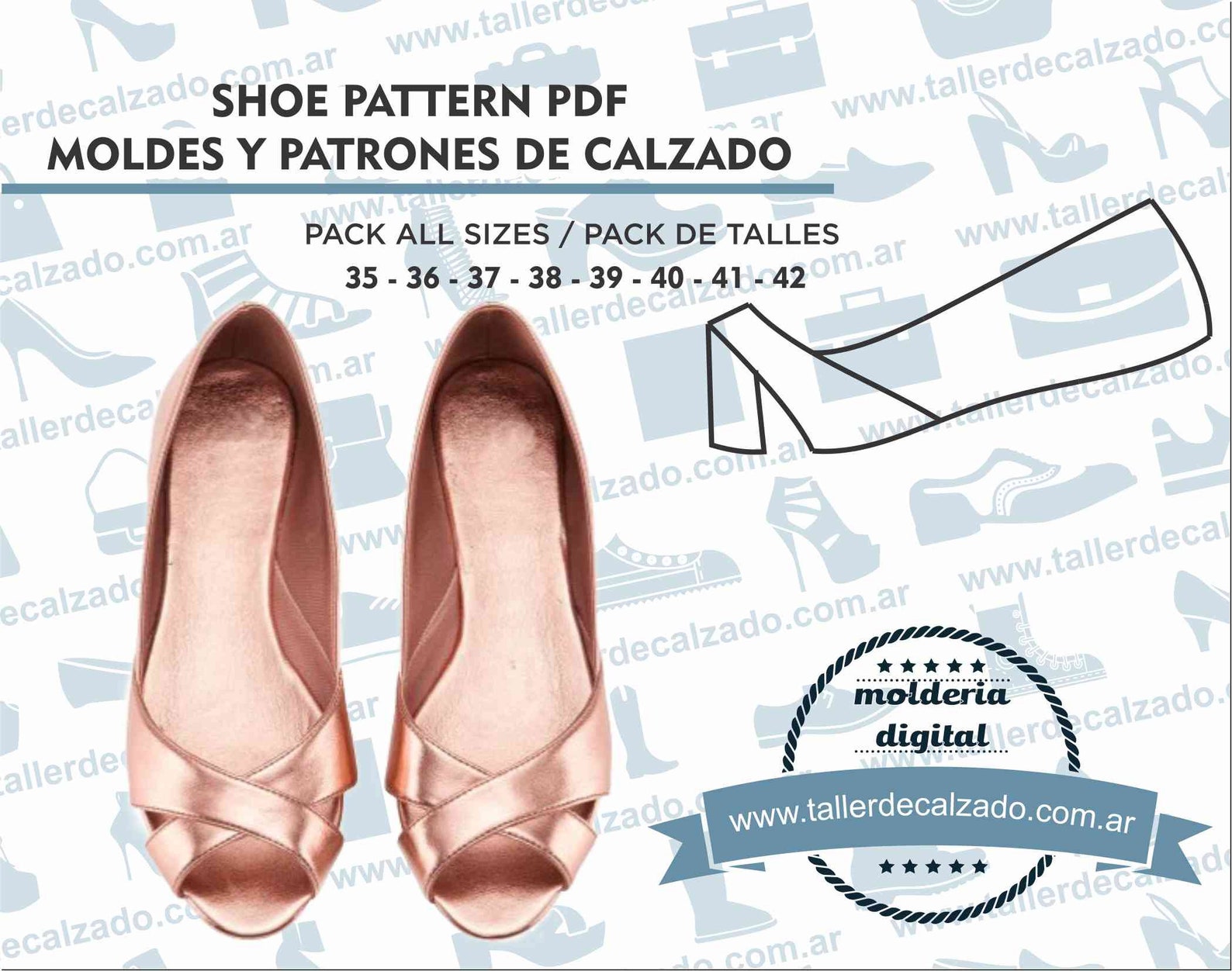 Shoe Pattern TINI 1620X - 8 Sizes Included -digital PDF -real Size Shoe ...