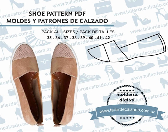 Shoe Pattern DAY 1620X 8 sizes included Digital PDF Real | Etsy