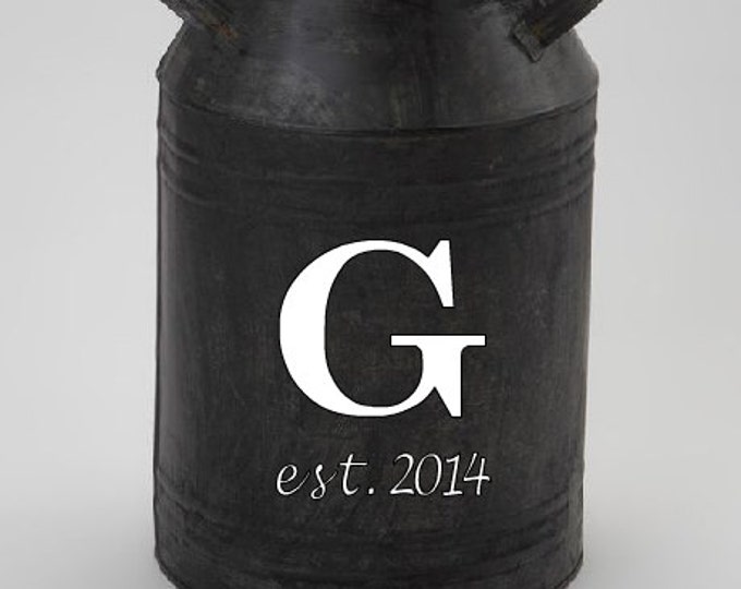 Milk Can Decal, Monogram Initial, Initial Decal, Decal for Milk Can ...