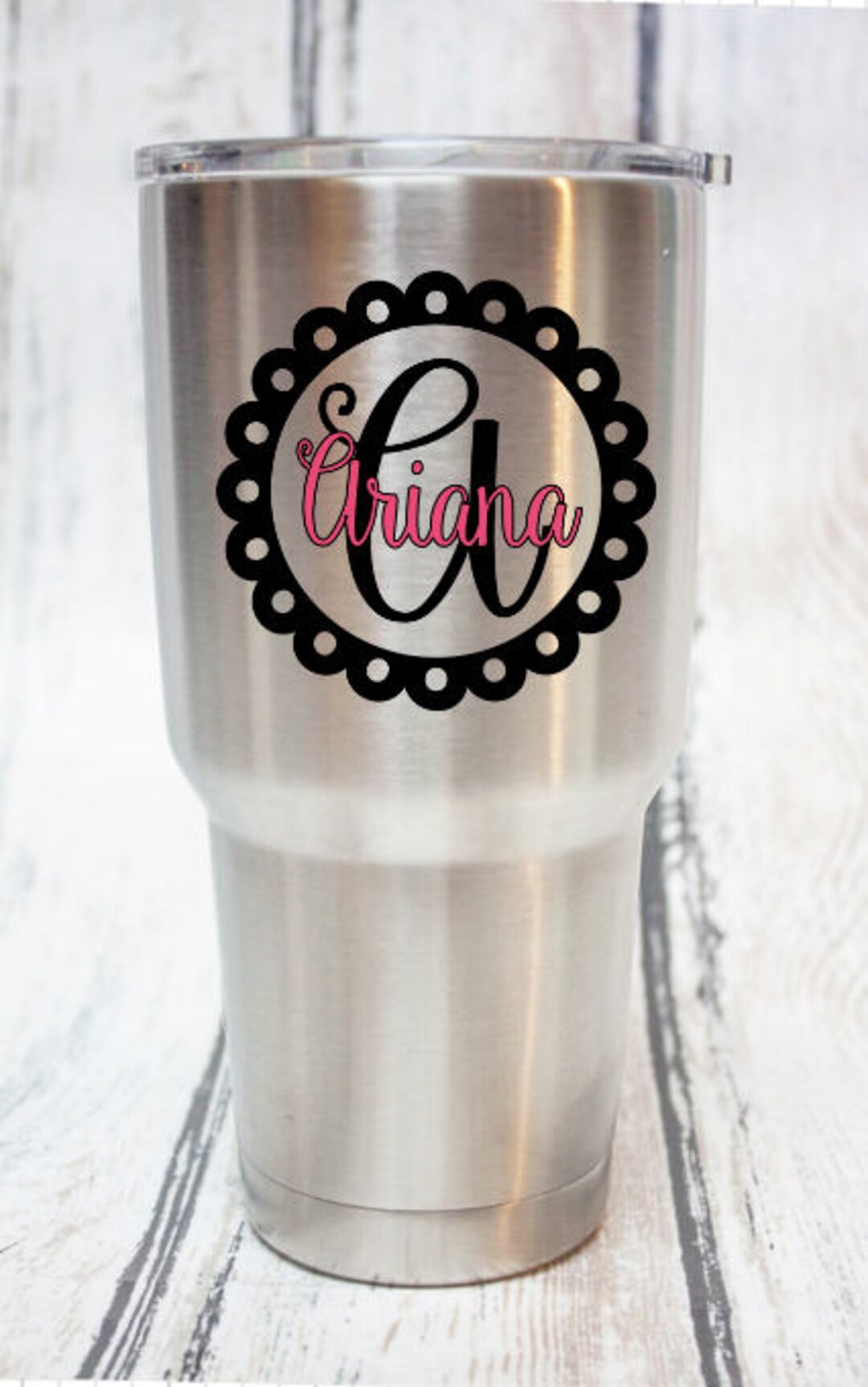 Name Decal for Cups, Flower Name Decal, Personalized Tumbler Decal ...