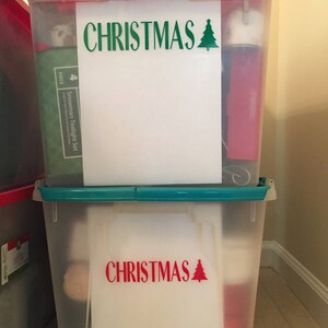 Christmas Storage Bin Decal, Container Labels, Christmas Storage Decal ...