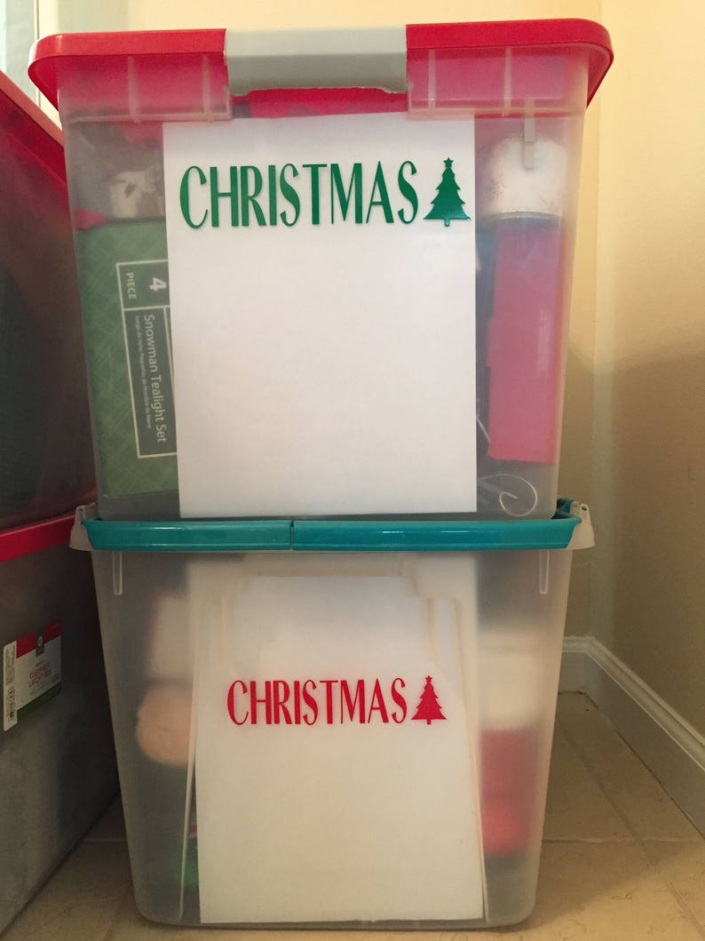 Christmas Storage Bin Decal Container Labels Christmas - Etsy