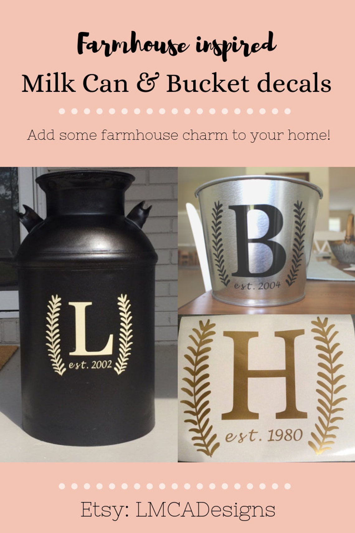 Milk can decal monogram decal farmhouse decor decal for | Etsy