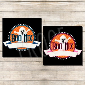 Halloween BOO Mix Printable 2" Tags - Blue & Pink Tags - Instant ...