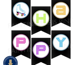 Neon Roller Skating Birthday Banner - Etsy