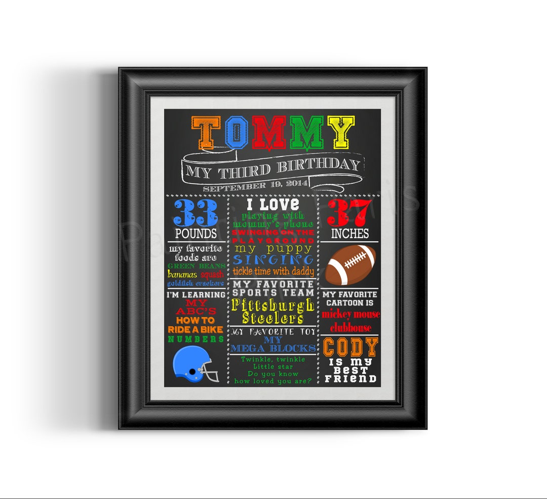 Football Chalkboard Birthday or School Year Sign Digital DIY - Etsy