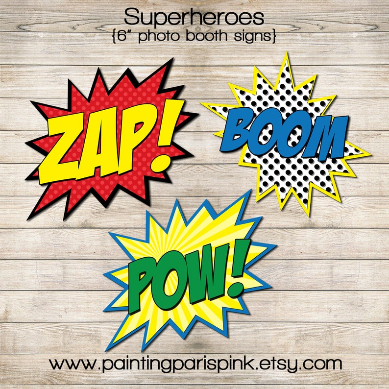 Superhero Photo Booth Signs Printable Instant Download 6 & 8 Signs ...