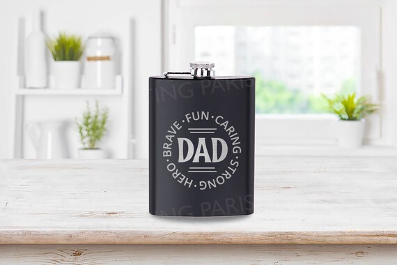 Stainless Steel Hip Flask Brave Caring Dad Engraved | Daddy Dad | Gift ...