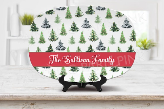 Watercolor Trees Personalized Serving Platter | Holiday | Food ...