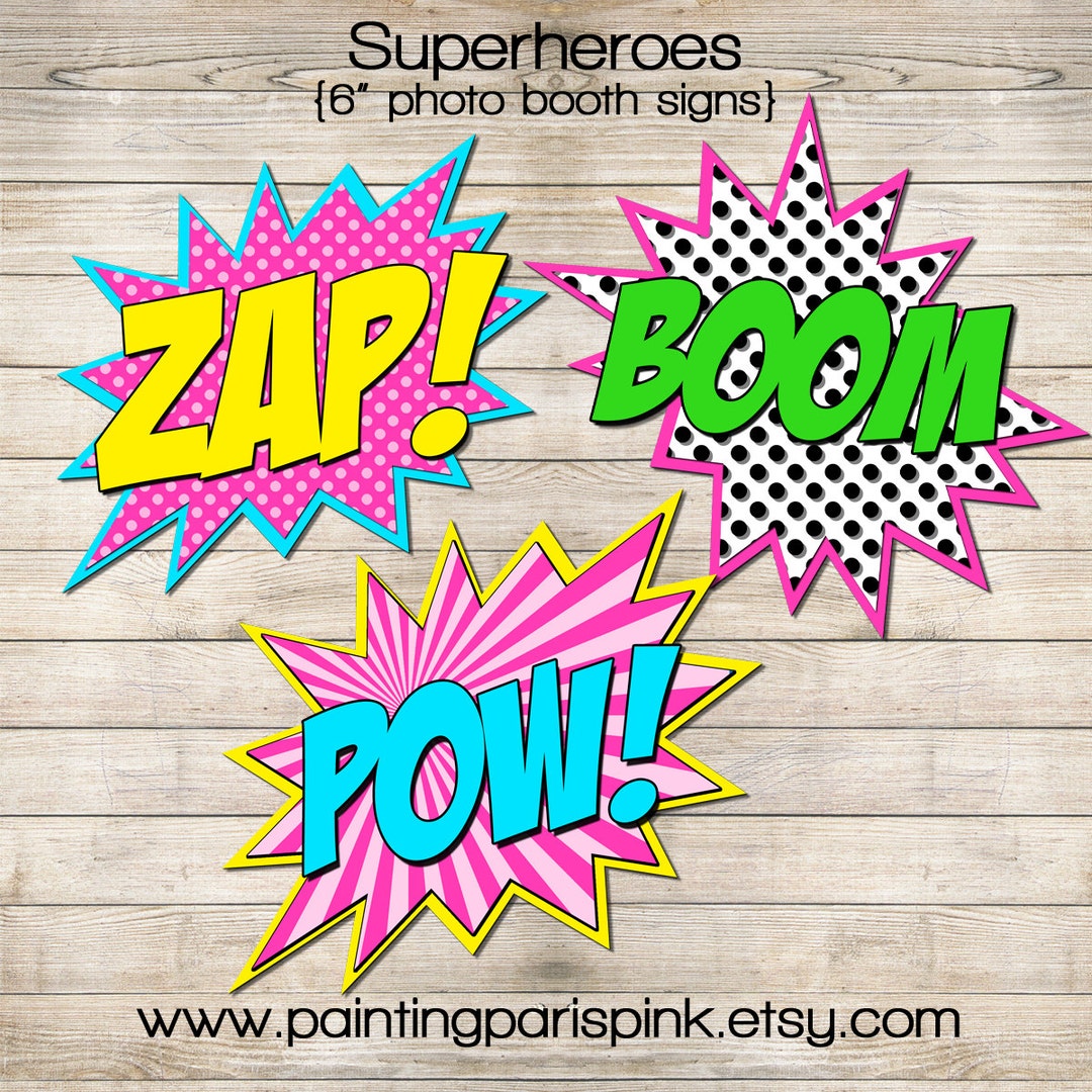 Photo Booth Signs 6" & 8" - Superheroes Girls | Printable | Instant ...
