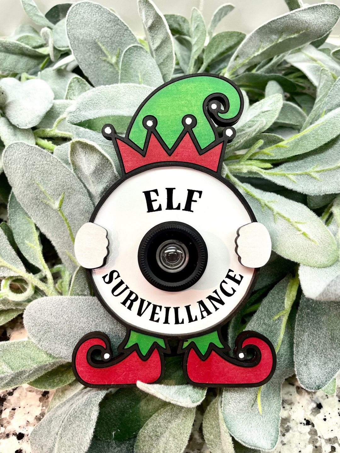 Elf Surveillance Wooden Engraved Camera | Christmas | Holiday | Decor ...