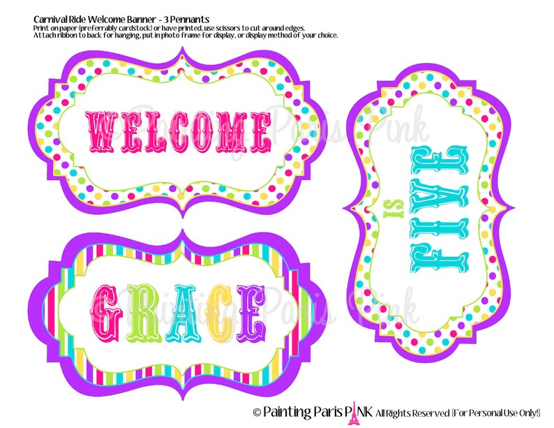 Printable Fancy Welcome Sign Carnival Ride Party Collection | Etsy